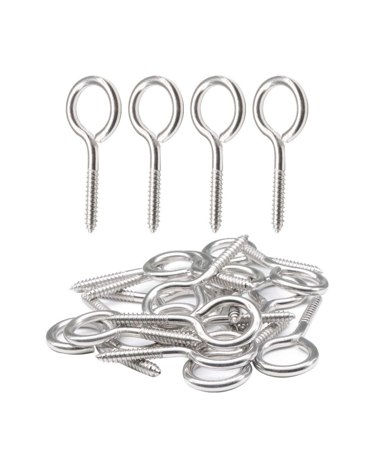 M3 x 1-1/2" Screw Eyes (50pcs) Small Eyelet Screws Lag Eyebolt 18-8 Stainless Steel 304 Heavy Duty Hook by IMScrews
