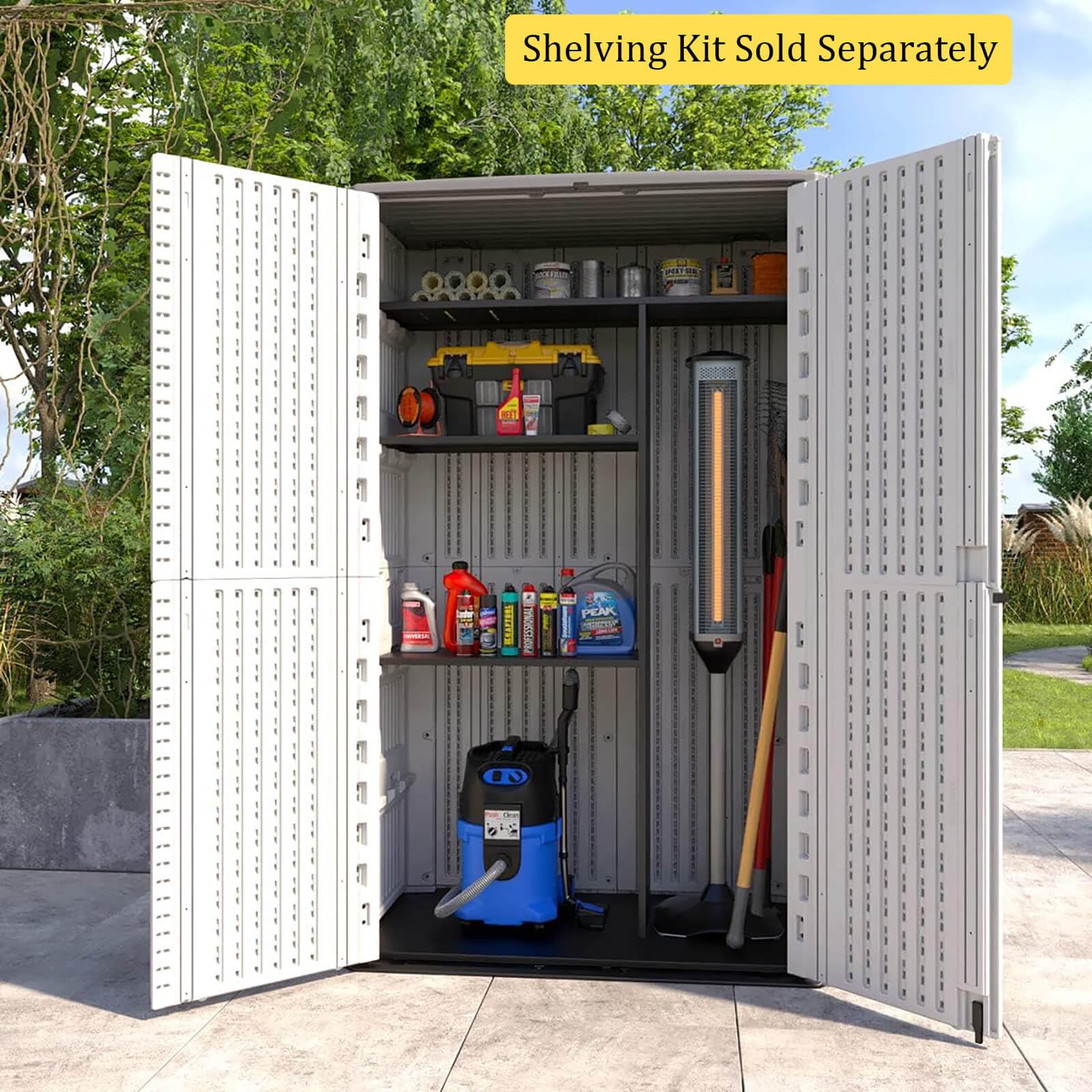 HOMSPARK Black Metal Laminate Shelves Kit Vertical Storage Shed
