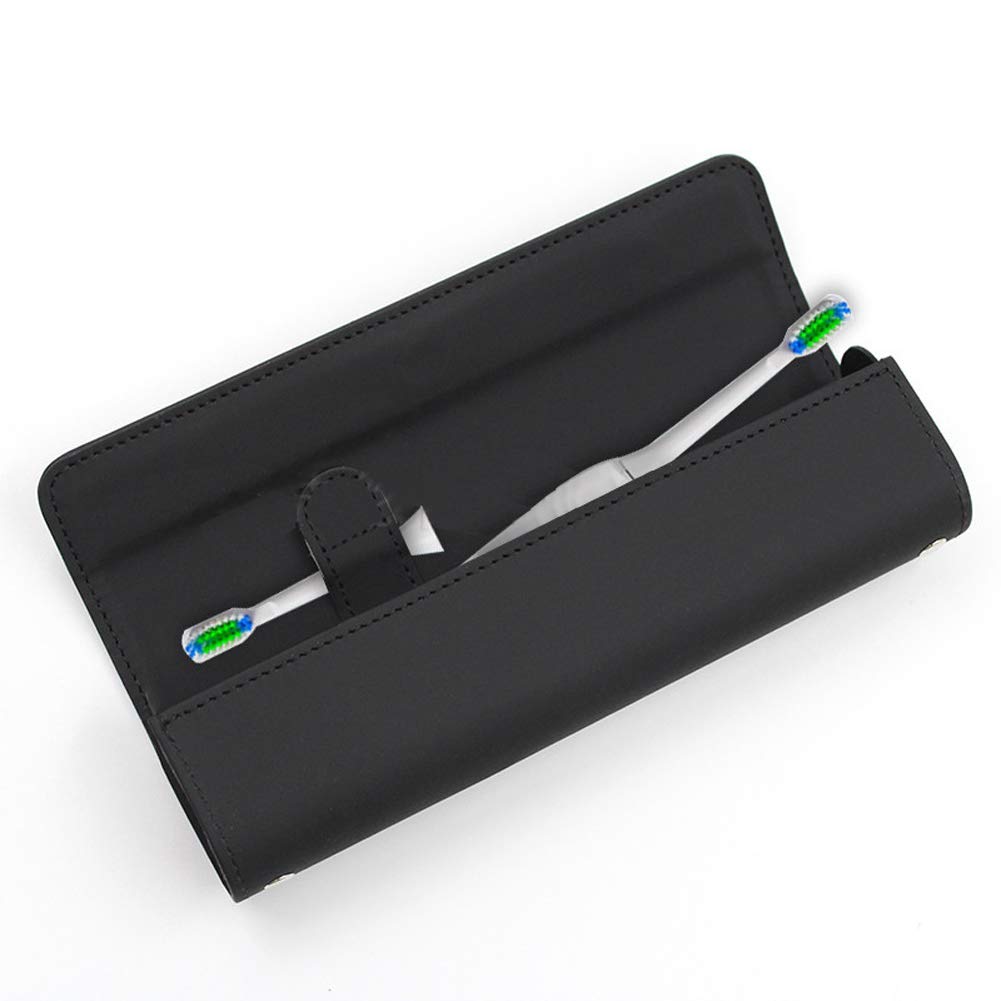 Mollensiuer 1 Piece Black PU Leather Electric Toothbrush Hard Travel Case