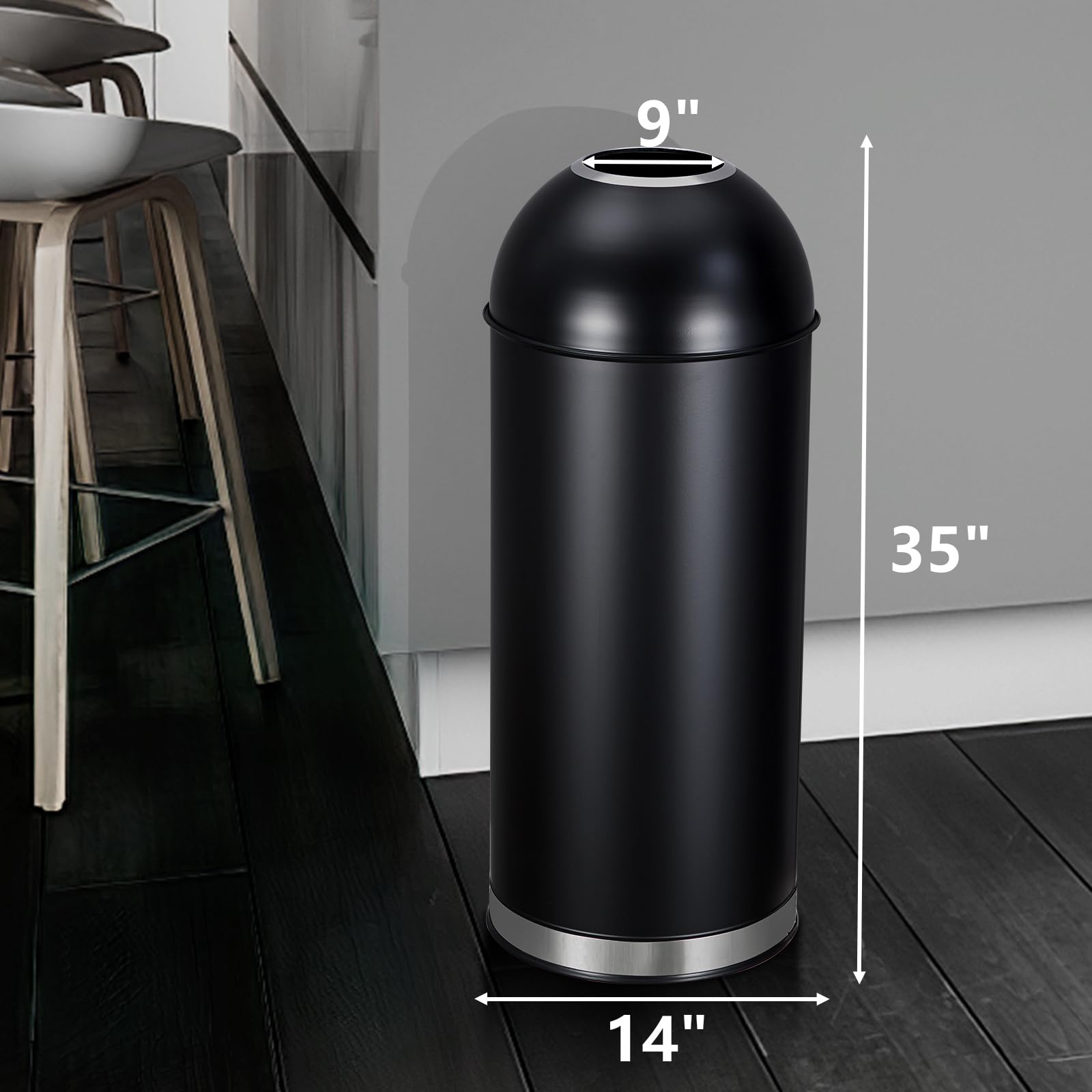 17 Gal / 65L Open Top Trash Can Commercial Grade Heavy Duty Tall Commercial Trash Can Brushed Stainless Steel for Outdoor | Kitchen Waste Bins for Home, Office, Restaurant, Restroom