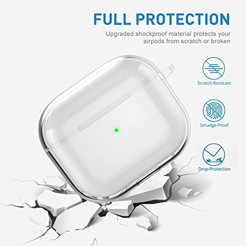 Valkit Compatible AirPods 3 Case, Clear Airpods 3rd Generation Case with Keychain Soft TPU Protective Shockproof Cover for Girls Women Men Compatible with Apple AirPods 3 Gen Case - Clear