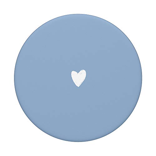 Cute Hand Drawn Lovely White Minimalist Heart on Baby-Blue PopSockets PopGrip: Swappable Grip for Phones & Tablets