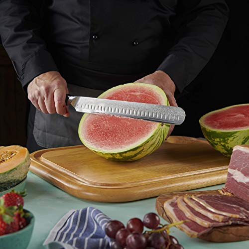 CUTLUXE Slicing Carving Knife β 12" Brisket Knife, Razor Sharp Meat and BBQ Knife β Damascus Japanese AUS10 Blade β Full Tang & Ergonomic Handle Design β Shinobi Series