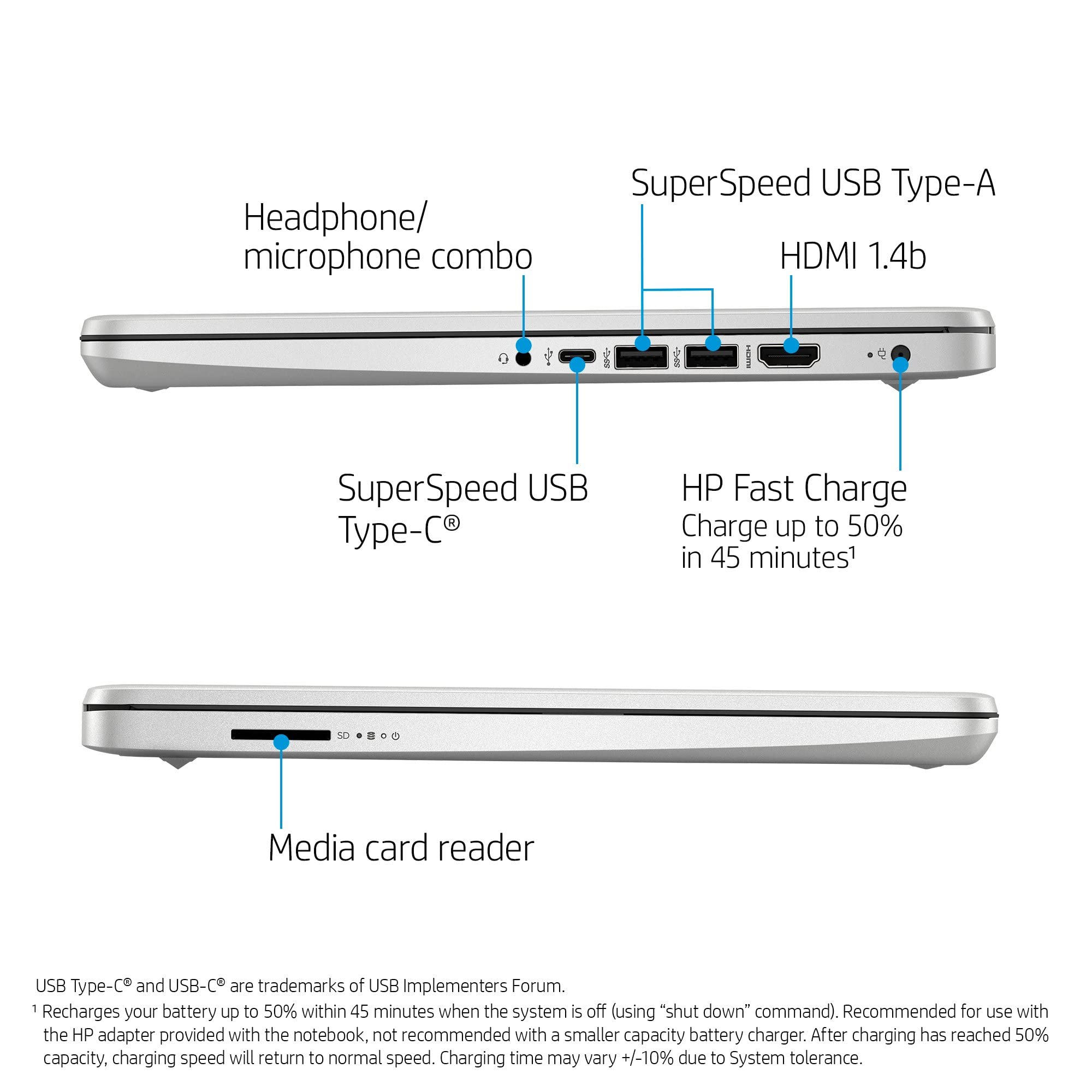 2022 HP 14" HD Touchscreen Laptop - 11th Gen Intel i3-1115G4 - 12GB DDR4 - 256GB M.2 NVMe SSD - Intel UHD Graphics - HDMI WiFi Bluetooth Webcam - Silver - Windows 10 Pro w/ 32GB USB Drive