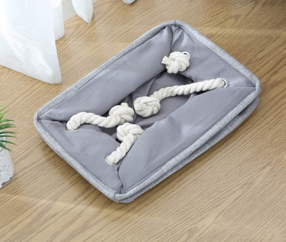 6Pcs Storage Cubes Organizer, Flax Organizer Foldable Waterproof with Handles 12 x 8 x 5 Inches, Basket for Blanket Living Room, Toy Basket, Laundry Rope Baskets, Cosmetic Organizer