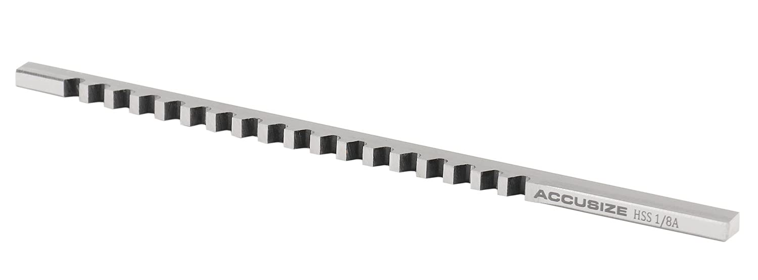 Accusize Industrial Tools 1/8 inch, Style A High Speed Steel Keyway Broach, 5000-0006