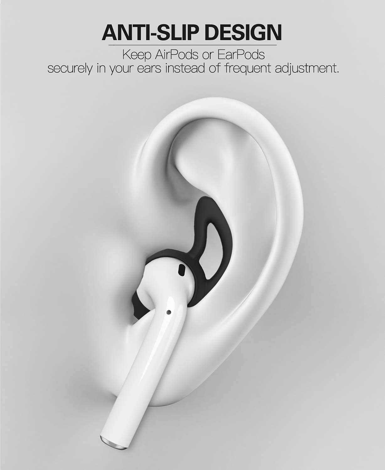 OneCut 5 Pairs Silicone Ear Tips Compatible for AirPods 1&2,Silicone Soft Anti-Slip Sport Earbud Tips, Anti-Drop Ear Hook Gel Headphones Earphones Protective Accessories Tips