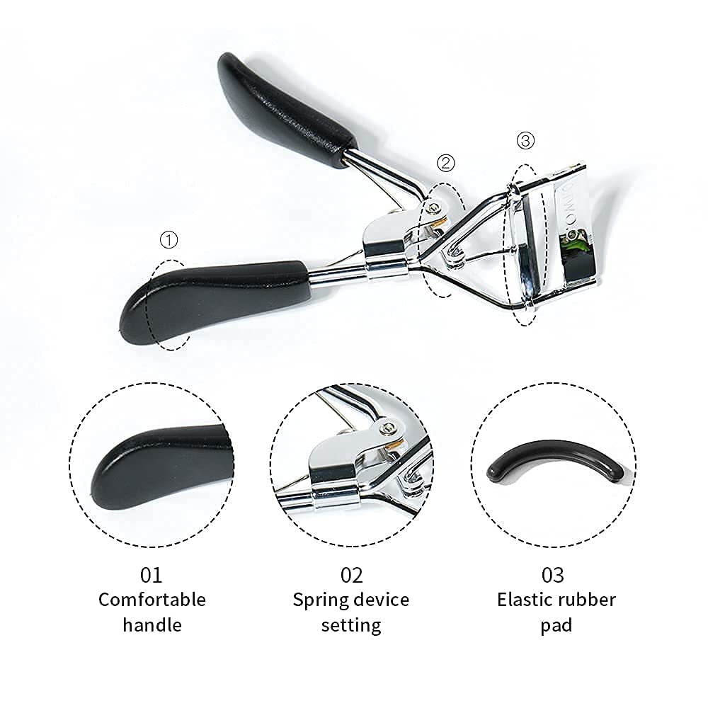 Fxidaaimt Best Curling Eyelash Curlers samll & Portable Handle Stainless Steel Eyelash Styling Aid Beauty Tool Set for All Eye Shapes and Eyelash Curler Big Eyes, Get Perfect Curl in 5 Seconds(Black)