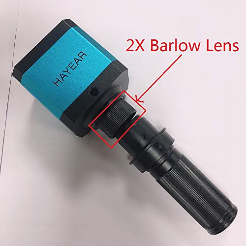 2X Auxiliary Objective Barlow Lens Double Magnification for 100X/120X/150X Zoom Monocular Zoom C-Mount Adapter