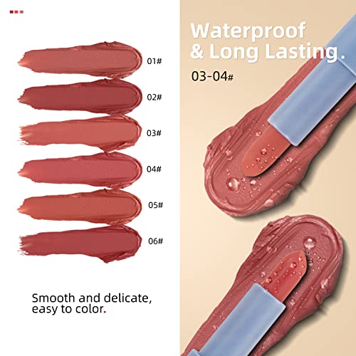 LAMUSELAND Matte Lipstick, 2Pcs/Set Waterproof Long Lasting Moisturizing Lip Stain Earphone Dual-color Lip Tint Gloss, Non-stick Cup Lip Make Up Gift Kit for Girls (Blue)