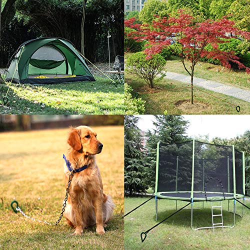 Cyleodo 18" Long Green Ground Anchor Kit(4 Pcs/Set), 3" Wide Helix,Heavy Duty Anchor Hook with Solid Steel Shaft,Best Choice for Swing Sets, Securing Animals,Camping Tent, Canopies, Car Ports, Sheds …