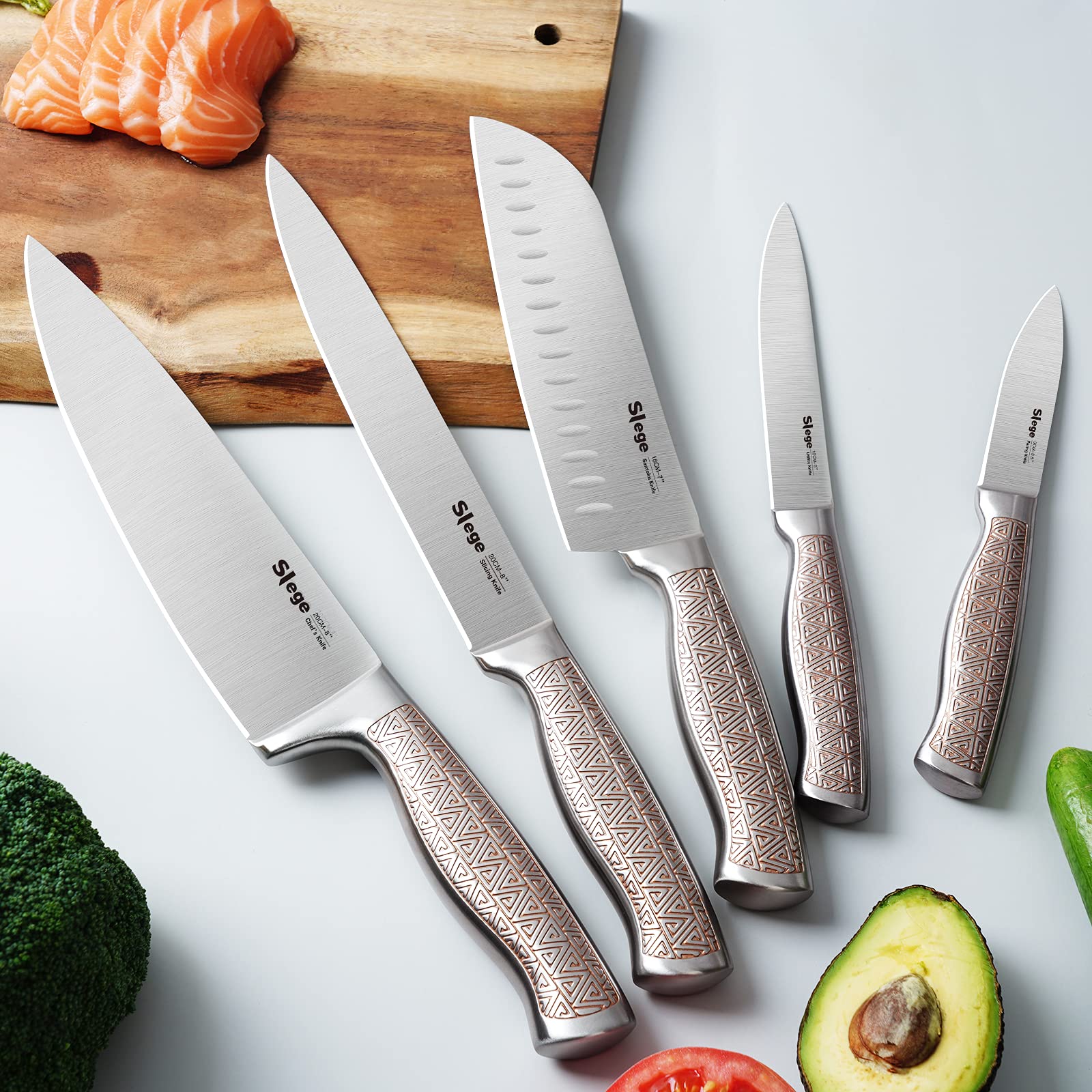 Knife Set with Block,High Carbon Stainless-steel Knives Set for Kitchen,Professional 16 Piece Chef Knife Set with Carving Fork,Manual Sharpener and Non-slip Hollow Handles