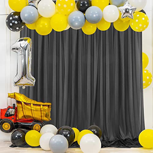 10ft×10ft Black Chiffon Backdrop Curtains for Parties 2 Panels 5×10ft Sheer Wrinkles Free Glimmer Black Drapes for Backdrop Curtain Decorating Birthday Baptism Baby Shower Wedding