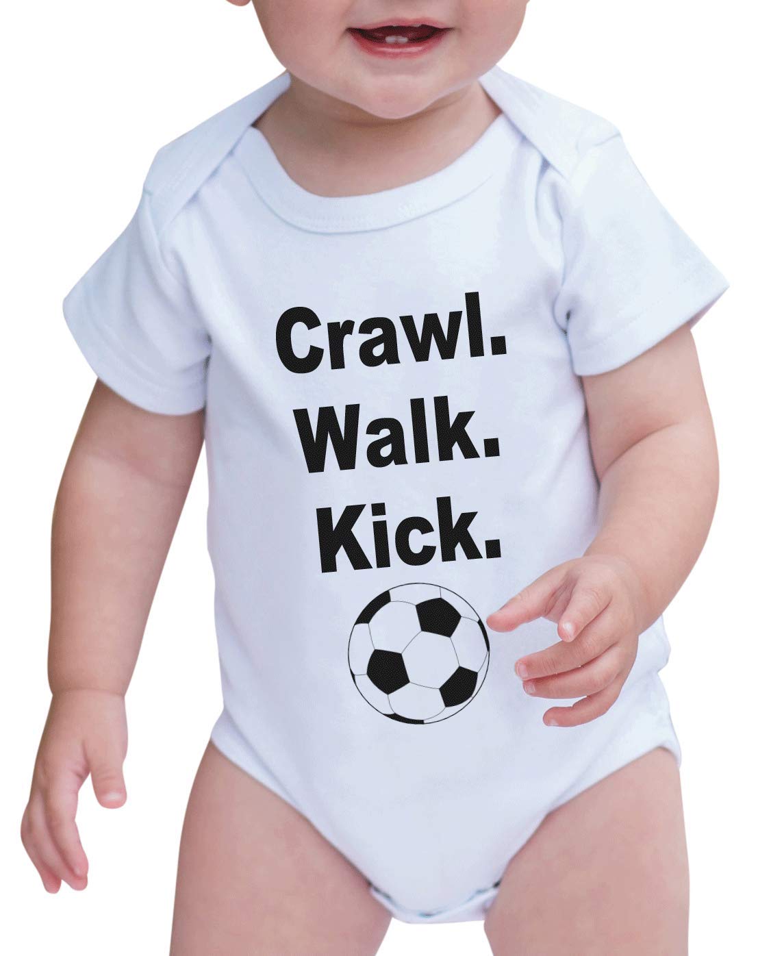 7 ate 9 Apparel Baby Boy's Crawl. Walk. Kick. Onepiece 12-18 Months Black and White