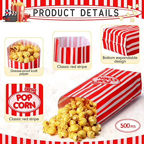 1000 PCS Popcorn Bags 2oz Popcorn Paper Bags Red and White Stripes Retro Popcorn Bags Disposable Popcorn Bags for Party Movie Theater Carnival Festivals Movie Theme Party Supplies (1000 Pcs)