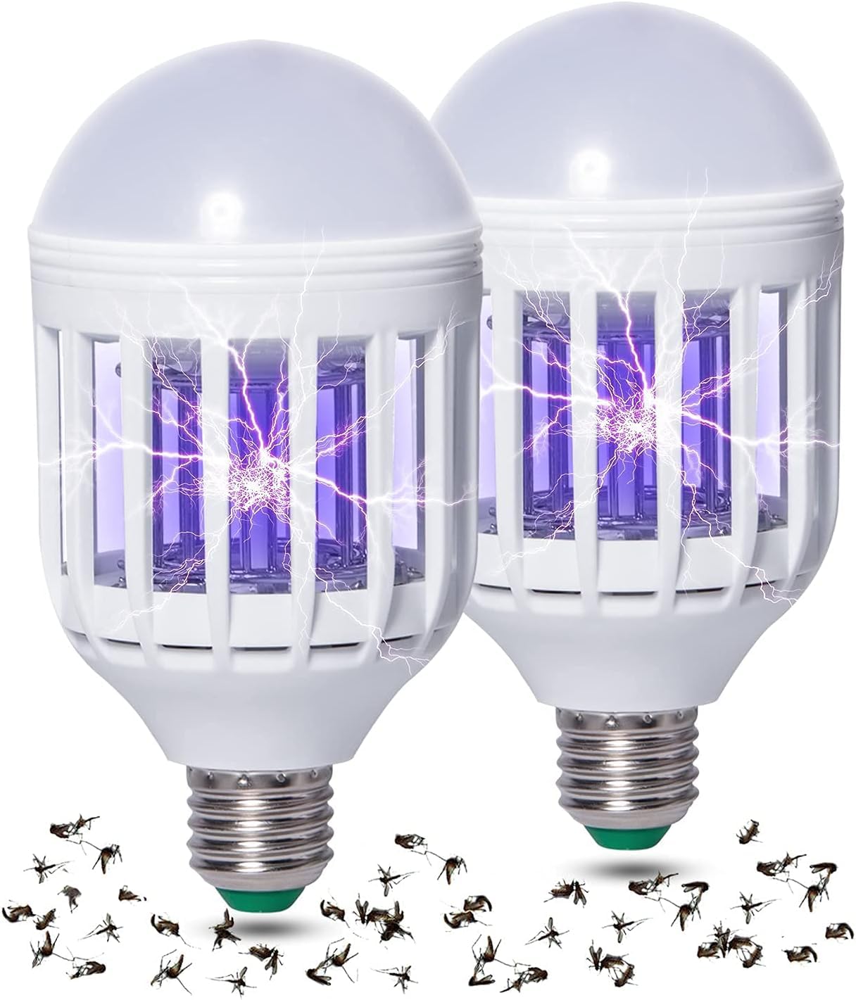 2 PACK Bug Zapper Light Bulb 2 in 1 LED Electronic Light Trap for Fruit Flies, Mosquito, Bug, Insect and Fly Control Killer - Traps