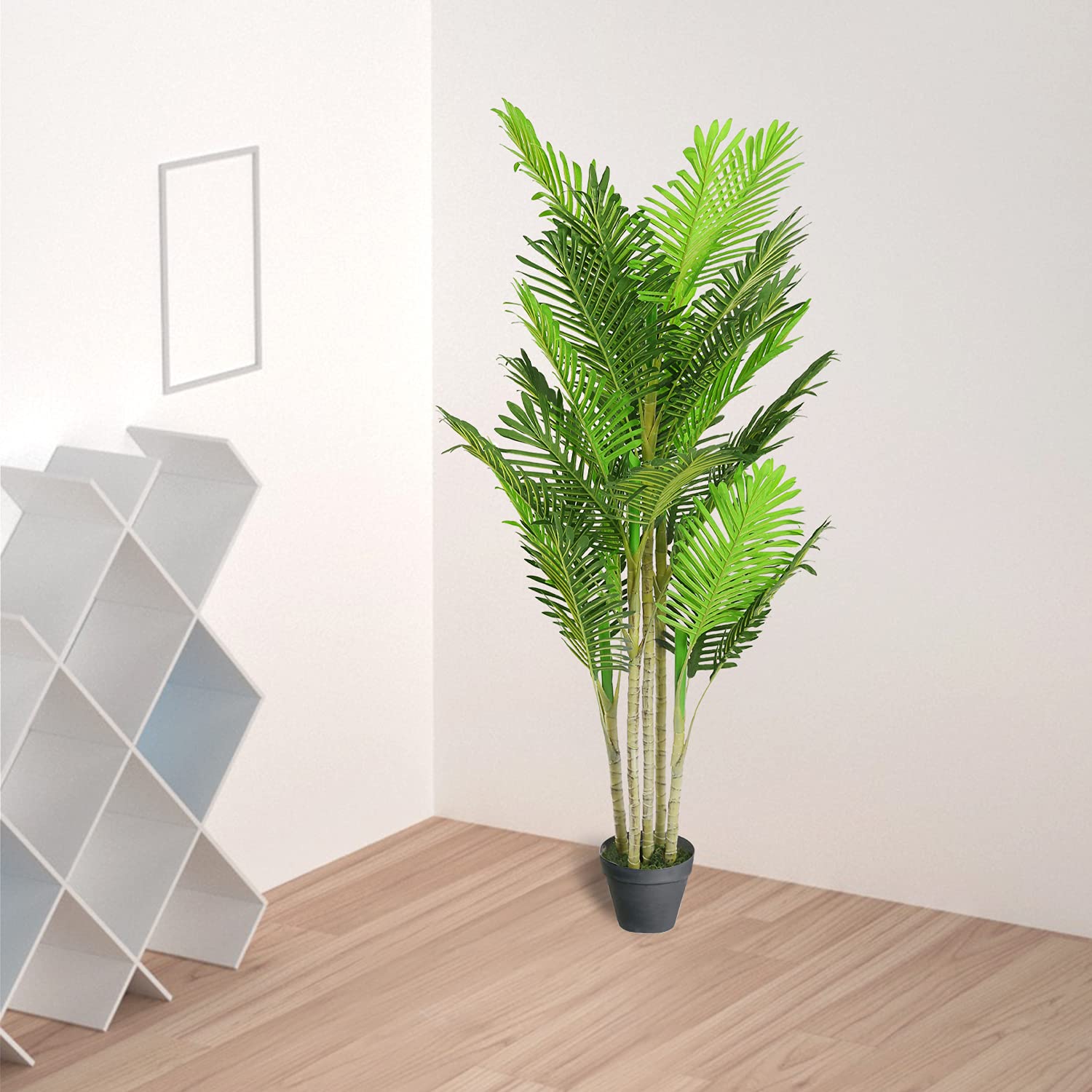 4.3 Feet Artificial Palm Plant Tree with 29 Trunks Faux Tree and Pot for Home Office Decoration…