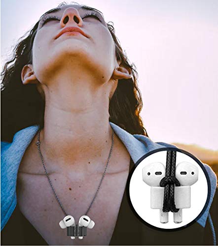 Anti-Lost Silicone Watch Strap Holder for AirPod Pro 2/AirPod 3 2 1, Airpod Watch Band Holder, Airpod Accessories Holder for Sports Exercise Working(Black+White)