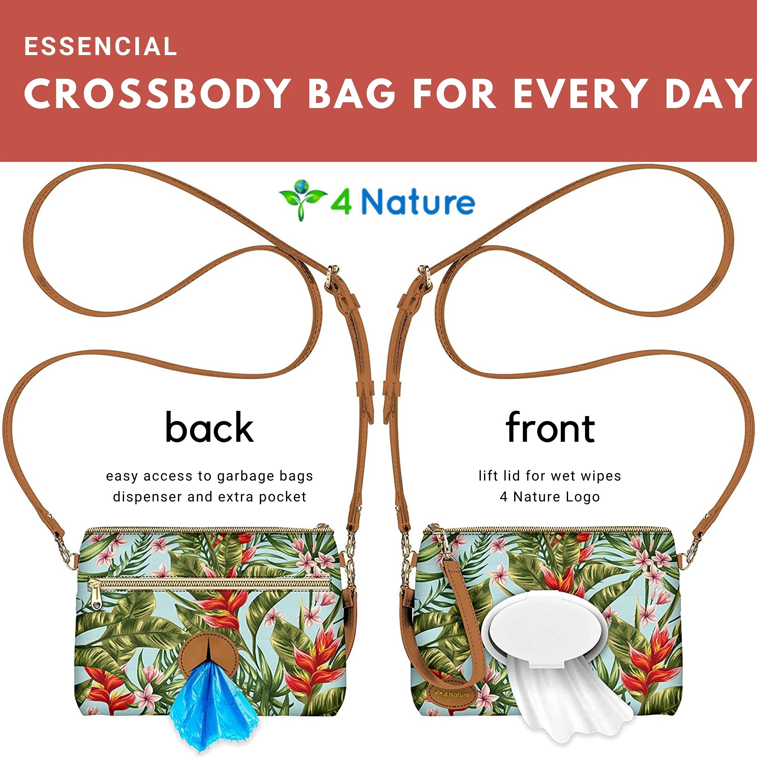 4 Nature Diaper Clutch Bag, Lightweight, Water Resistant and Bag Dispenser with Wipes Holder and Adjustable Straps for Cross Body (Tropical Paradise)