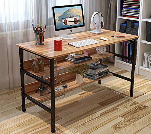 TOPYL 39inch Computer Desk with Bookshelf,Modern Sturdy Writing Desk - Family Workstation with 2 Tier Shelves,Simple Style Desk for Home Office