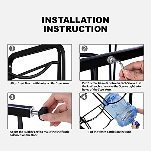 3-Tier Water Jug Holder Rack Water Cooler Jug Rack 5 Gallon Water Bottle Holder Detachable Heavy-Duty Dispenser Organizer for Home Kitchen Office Save Spacer (3-Tier)
