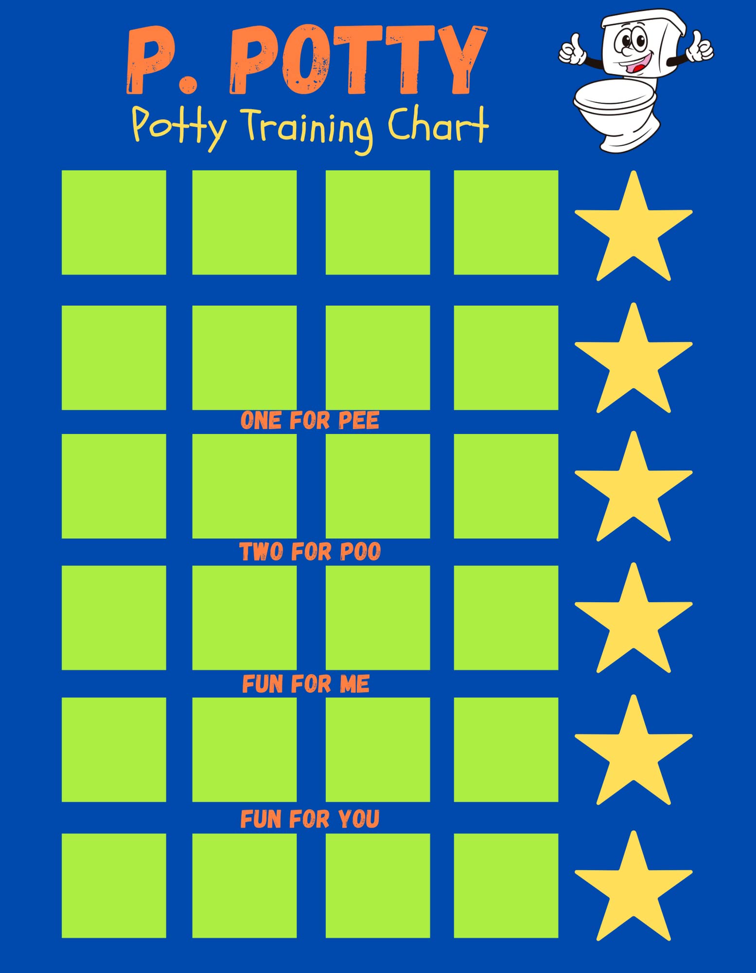 P. Potty Toilet Training Wall Decal Potty Training Chart Set for Toddler Boys and Girls
