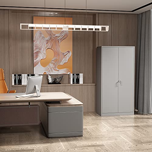 Aobabo Metal Storage Cabinet with 2 Doors, 72”H×36”W×18”D Locking Steel Storage Cabinet for Office,Garage,Gray Storage Cabinets with 4 Adjustable Shelves,Assembly Required