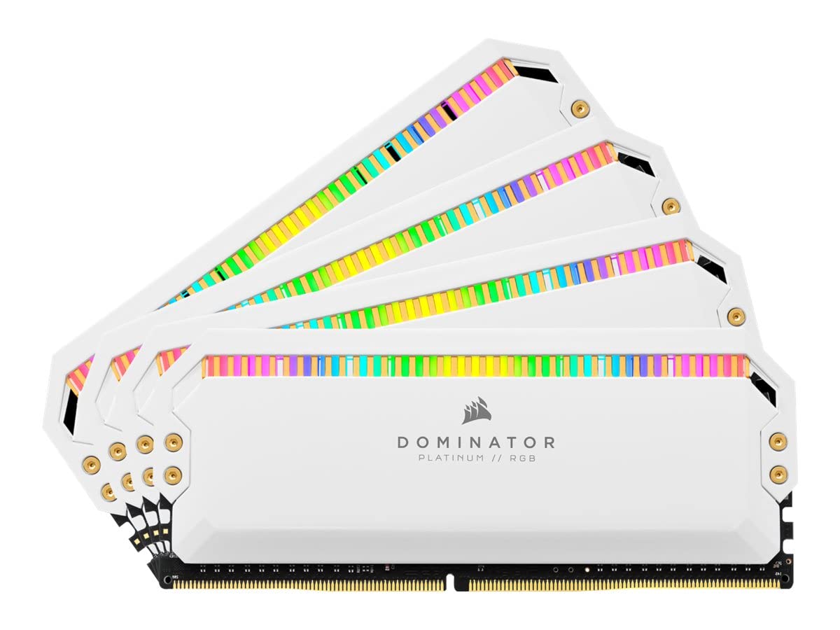 Corsair Dominator Platinum RGB 32GB (4x8GB) DDR4 3200MHz C16 Desktop Memory (12 Ultra-Bright CAPELLIX RGB LEDs, Patented Dual-Channel DHX Cooling Technology, Intel XMP 2.0 Support) White