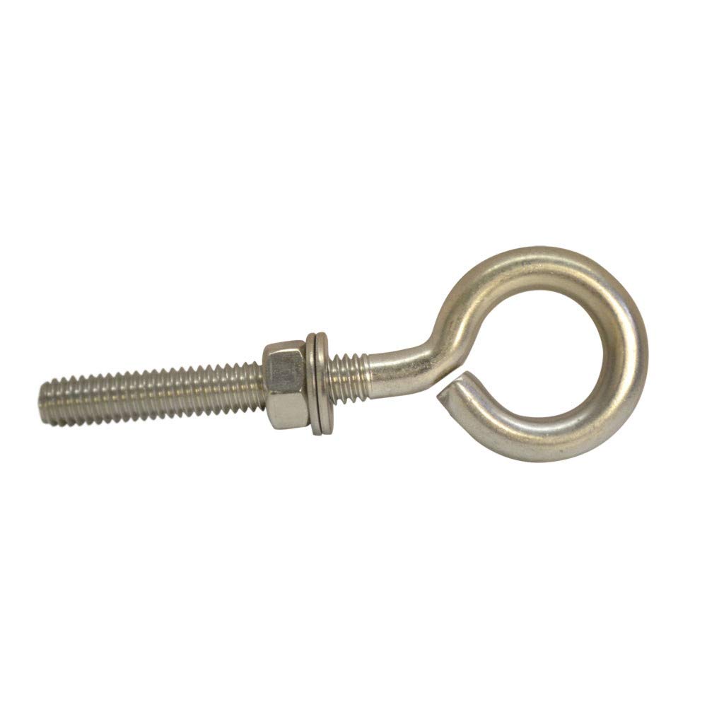10 Pieces Fully Threaded 5/16 Inch x 2 Inch Stainless Steel Marine Turned Eye Bolt Nut and Washers