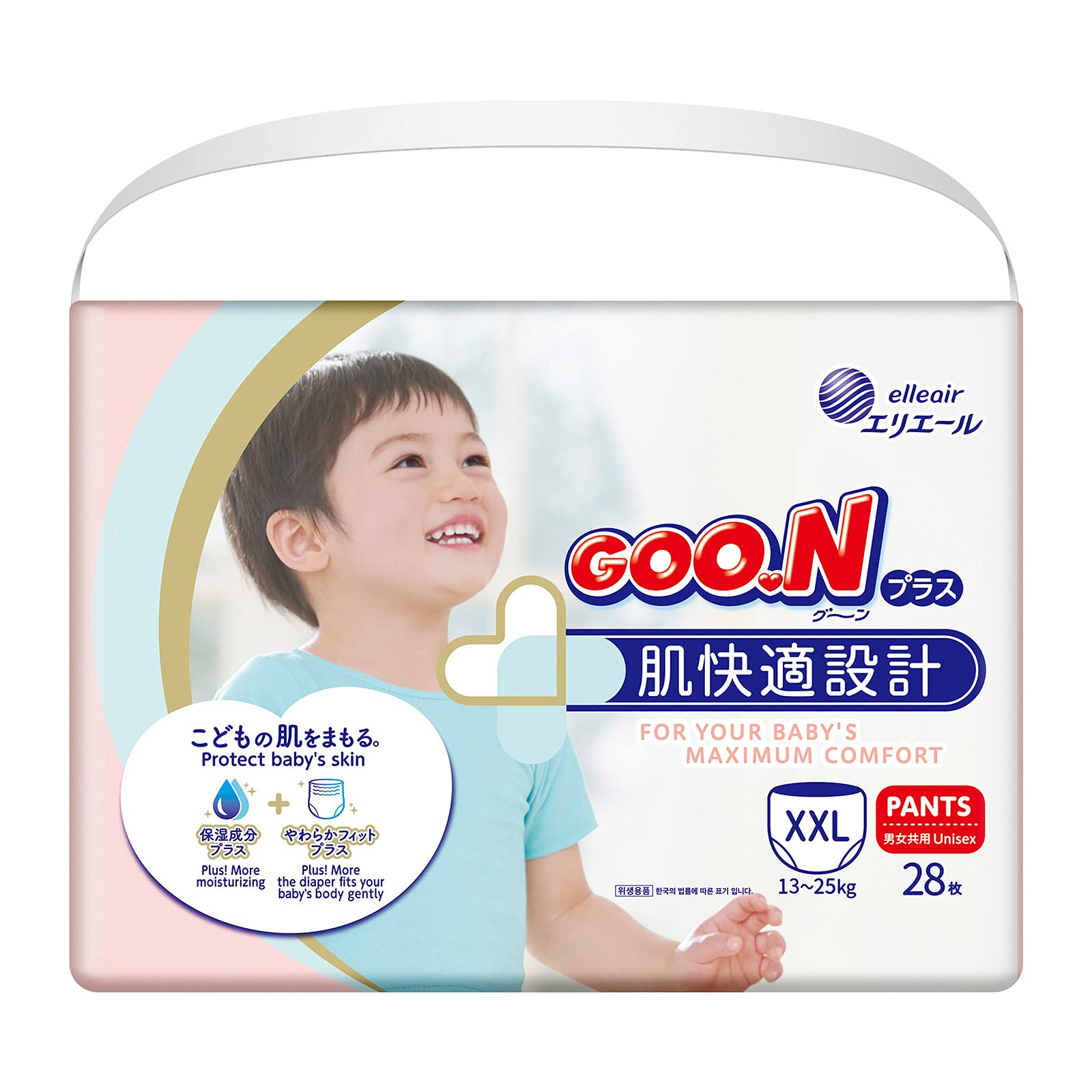 GOO.N Plus+ Pants XXL Size (up to 55 lb) Unisex 28 Count Japanese Pull-up Skin Comfortable Design, Made in Japan