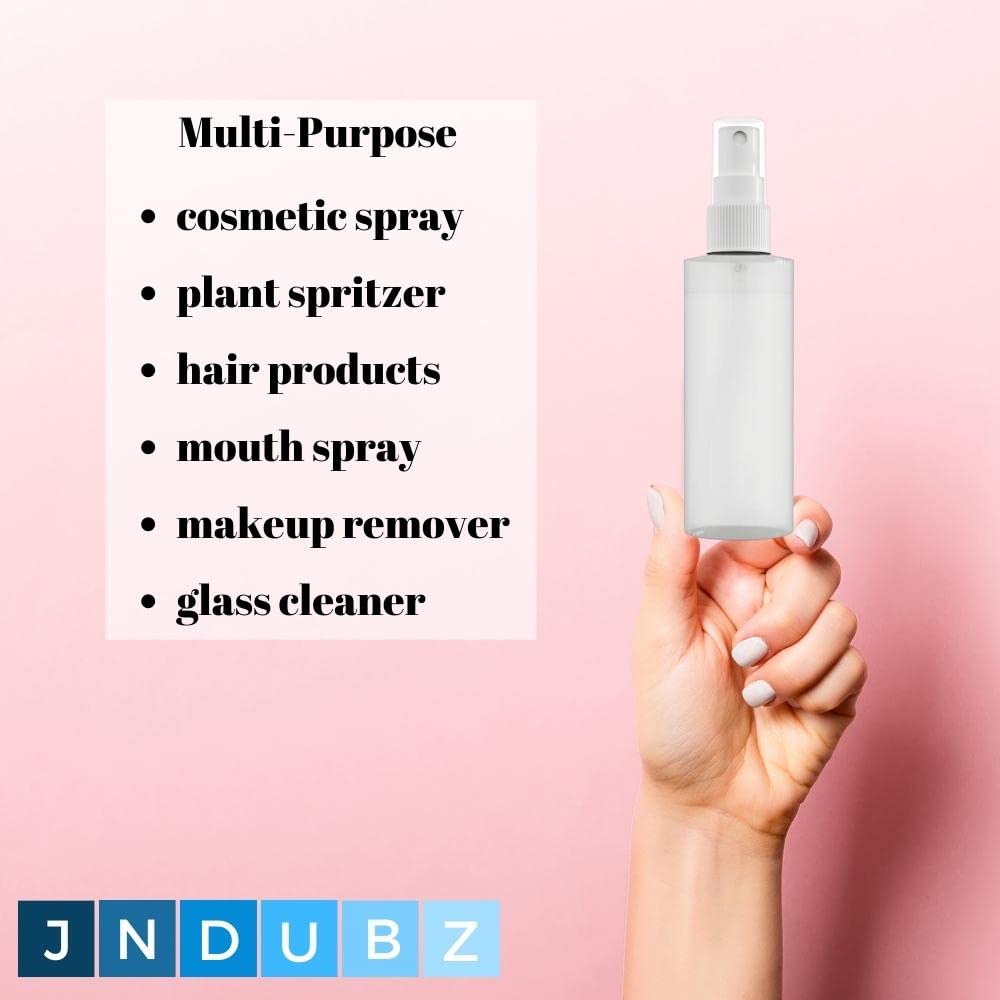 【Made In USA】Plastic Spray Bottle Fine Mist 4 Oz (120ml) – Refillable, Reusable, Portable Sprayer, Travel Size, Leak Proof for Household Use, Essential Oil, Cleaning Solution and Perfume (4 Pack)