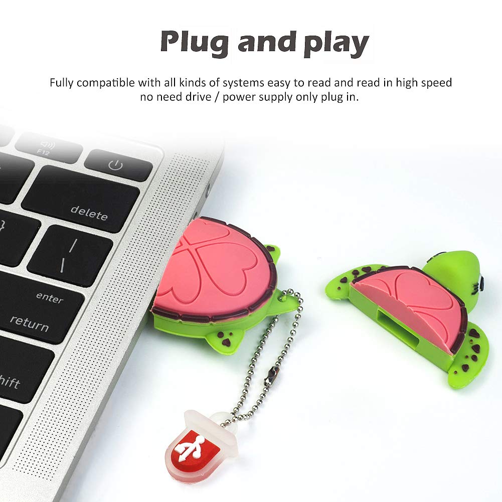 LEIZHAN Cute Flash Drive 32GB Turtle Thumb Drive USB 2.0 Cartoon Animal Jump Drive Tortoise Shape Computer USB Memory Stick Pendrive Gift for Kids, Teacher, Friends, Pink