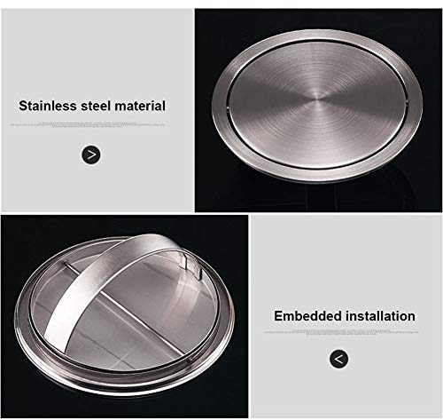 Built-in Countertop Kitchen Trash Cans Trash Bin Waste Chute - Stainless Steel Balance Swing Flap Lid - Round Recessed Garbage Can,Silver