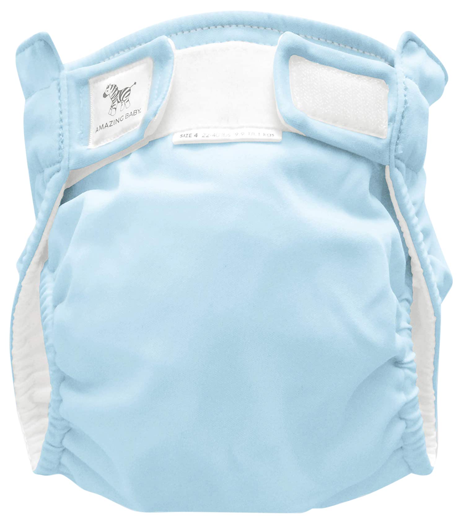 Amazing Baby Hybrid Cloth Diaper Cover with Pocket-Sling, Large, Sz 4 (22-40 lbs), Use Boosties Inserts, Pastel Blue, SmartNappy Set includes Swim Cover + Tri-fold Insert + Booster Pad