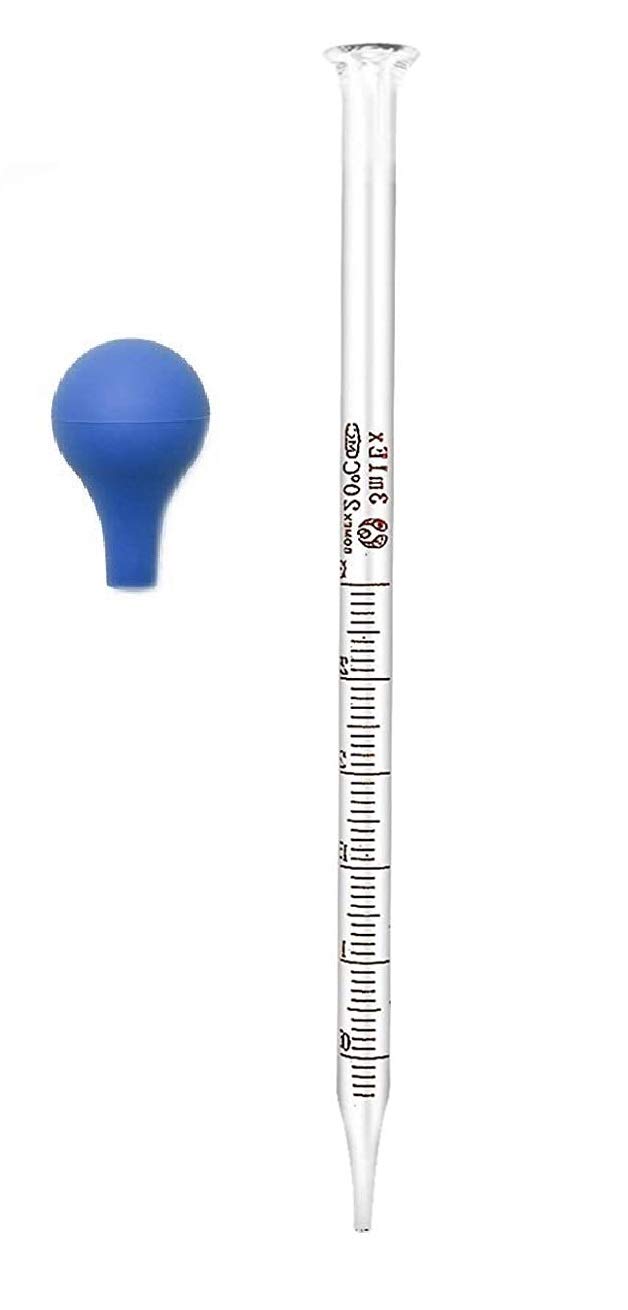 HIBATUL INC 4 Pack (3ml) Glass Graduated Dropper Pipettes Lab Dropper with Blue Rubber Cap and Scale