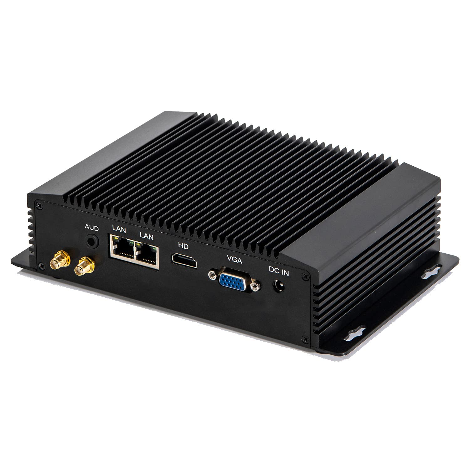 HUNSN Industrial Embedded PC, Fanless Mini Computer, IPC, Celeron 2955U 2957U, Windows 11 / Linux Ubuntu, IM08, VGA, HDMI, 2 x LAN, 2 x COM RS232, 4 x USB3.0, 8G RAM, 64G SSD