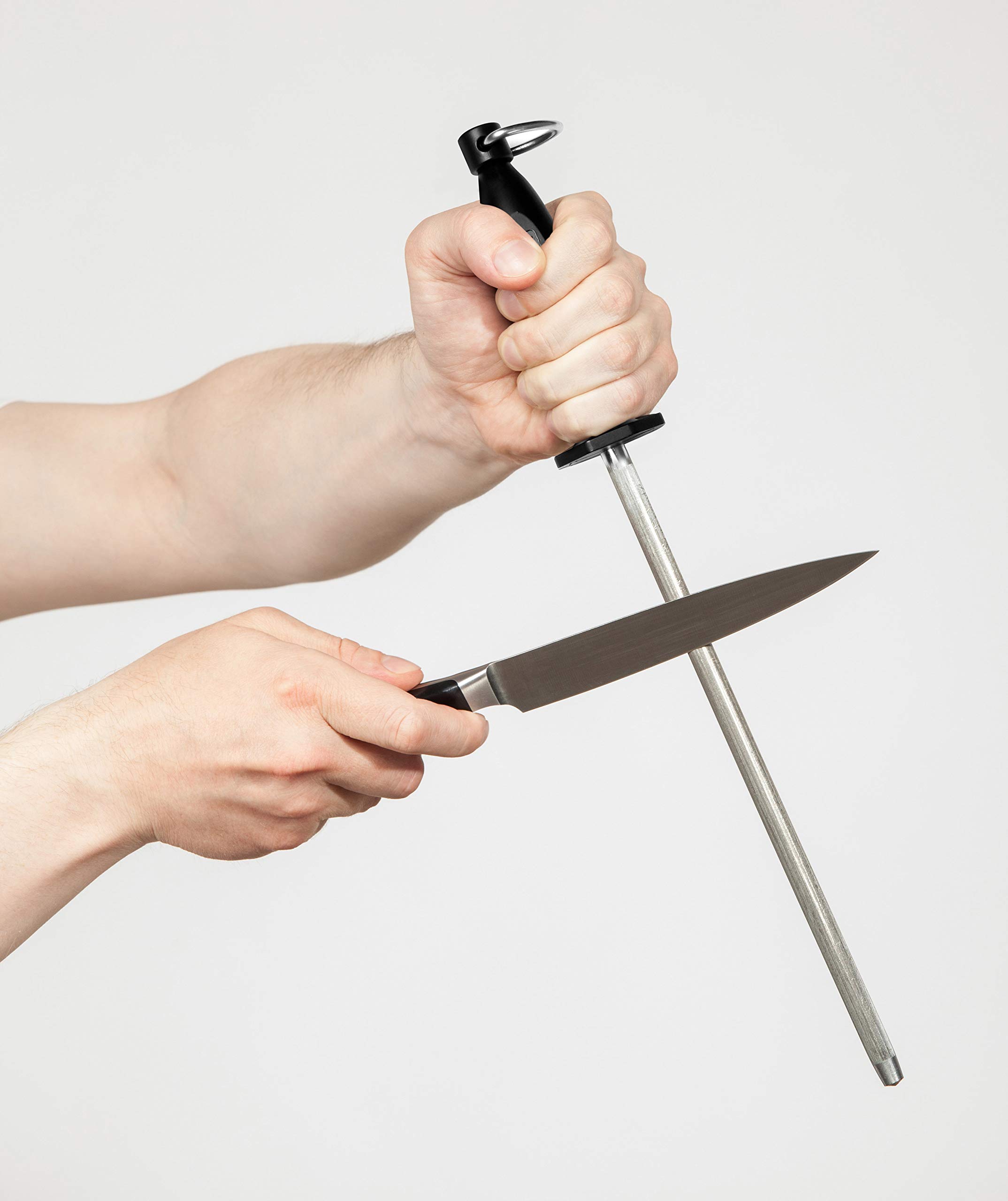 10 Inches Stainless Steel Knife Sharpening Rod - Durable Cutlery Sharpener High Carbon Knife Sharpening tool - Knife Sharpener for Kitchen Chromium Plated Chef Knife Sharpener