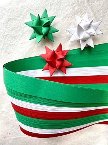 1" Red, Green, White Holiday~ Paper Strips for German, Froebel, Moravian Stars & Weaving