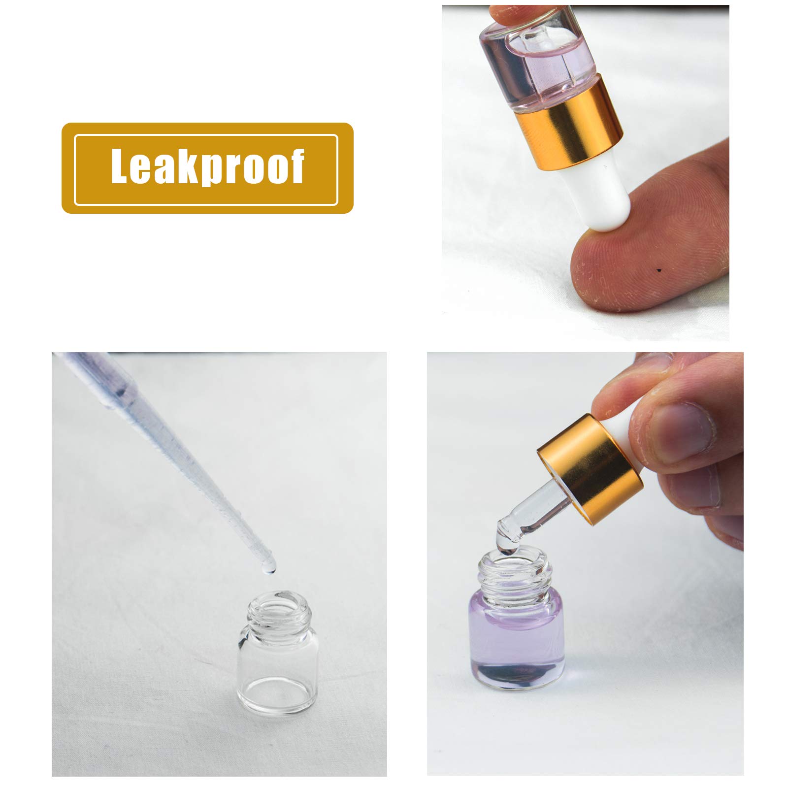 Easeen 50 Pcs Sample Dropper Bottles, 3ml Clear Mini Dropper Bottles with 2 Pcs Plastic Droppers for Traveling Essential Oils DIY Cosmetic Liquid Sample Perfume