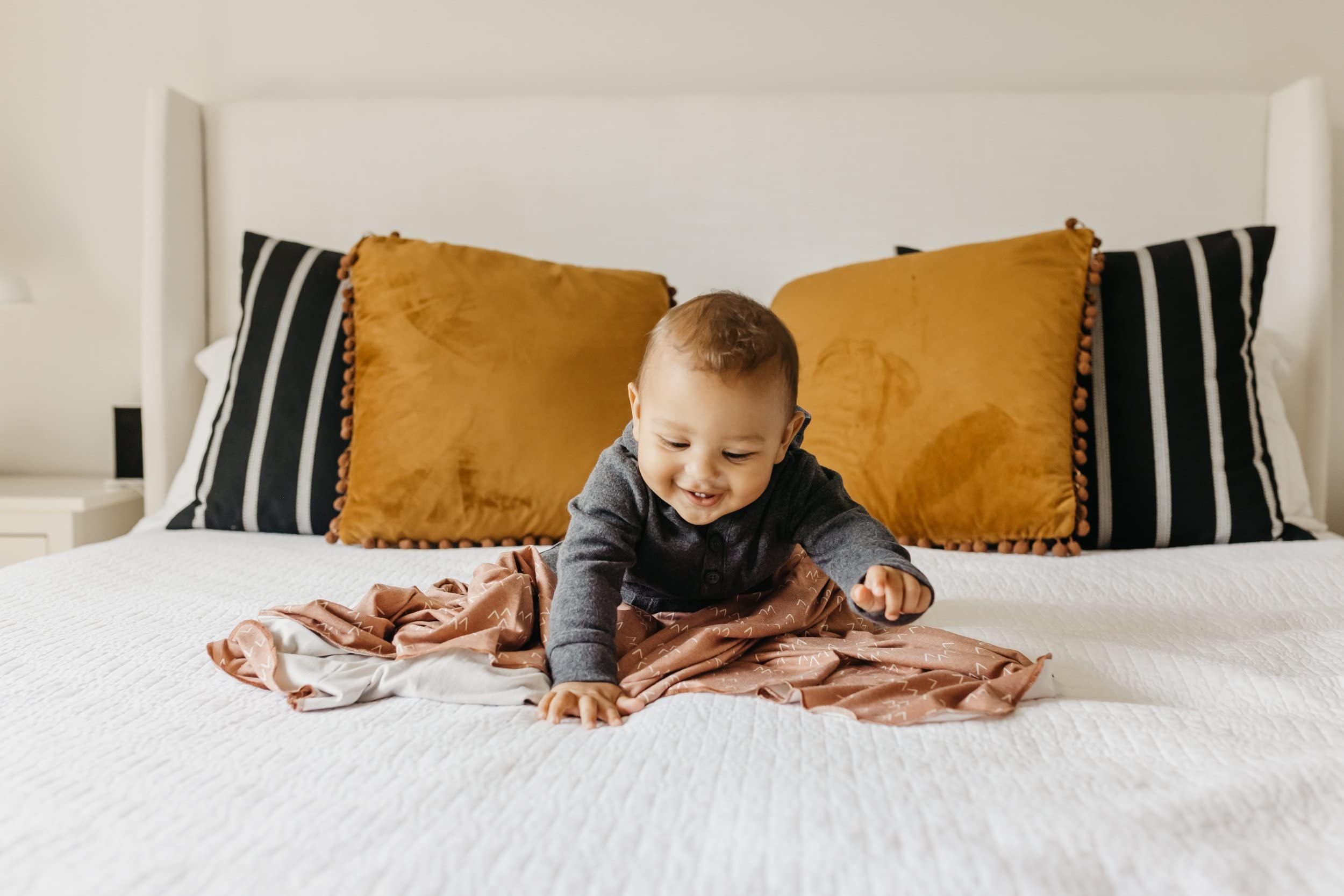 Large Premium Knit Baby Swaddle Receiving Blanket"Rocky" by Copper Pearl