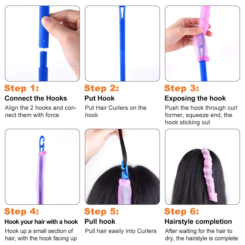 40 PCS Magic Hair Curlers Curls Styling Kit, DIY No Heat Hair Curlers for Extra Long Hair up to 18" (45 cm) - Organic Labs