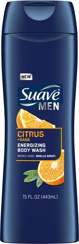 Suave Men Body Wash for Men Citrus & Sage Bodywash with Energizing, Clean Scent 15 oz