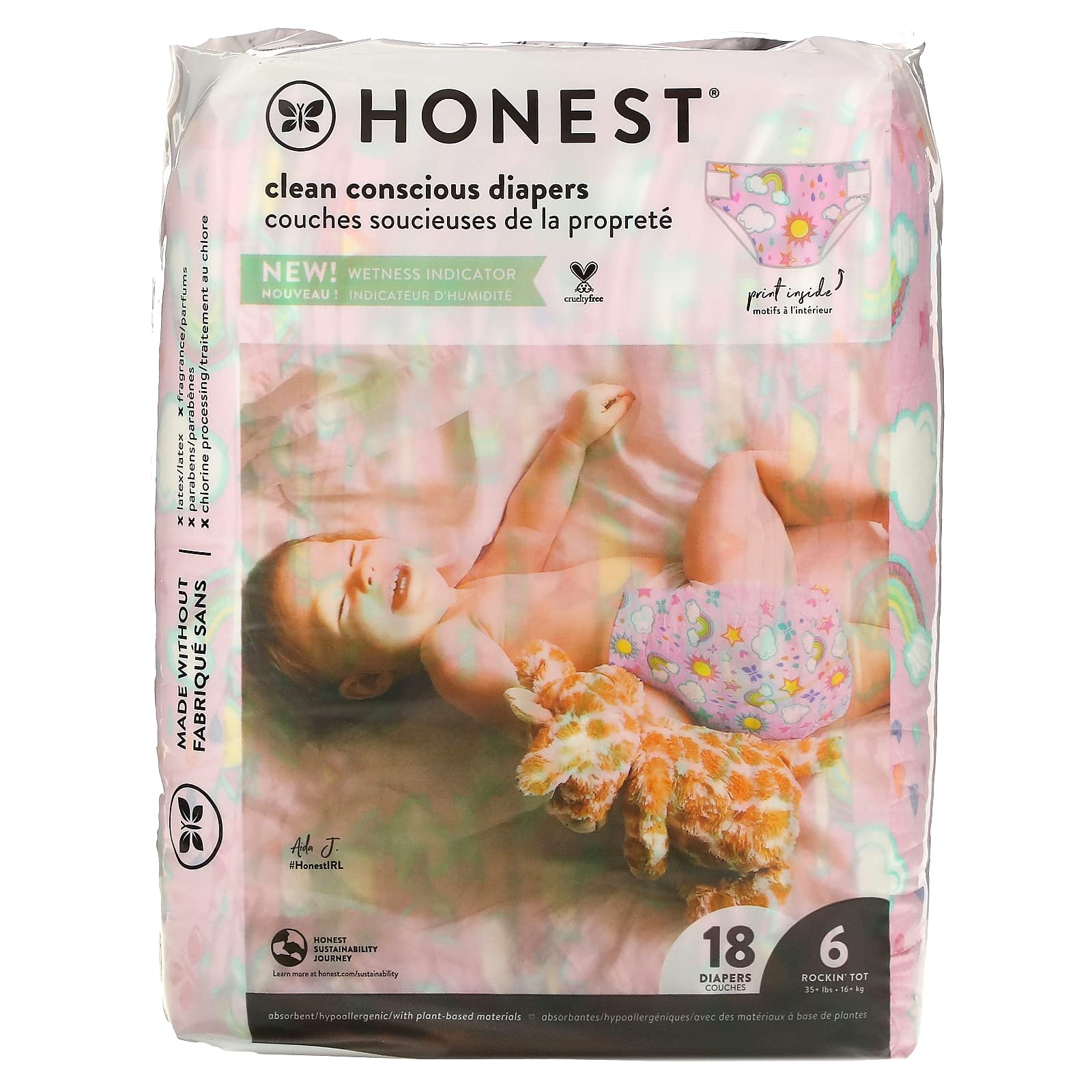 THE HONEST COMPANY Sky's The Limit Size 6 Diapers, 18 CT