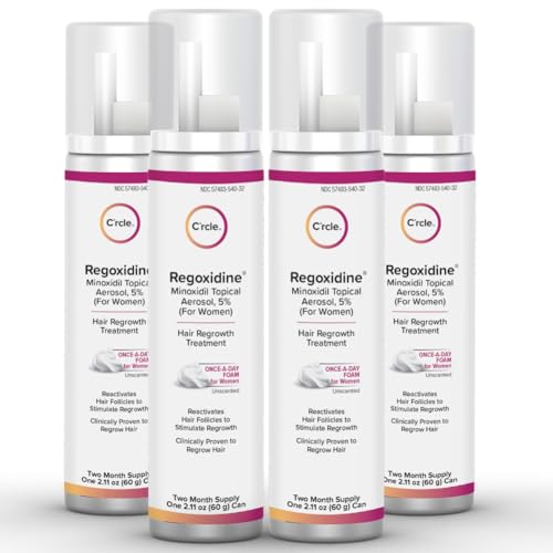 Regoxidine Women's Minoxidil Topical & Foam Helps Restore Top of Scalp Hair Loss and Support Hair Regrowth with Unscented Topical Treatment for Thinning Hair (5% Foam 8-Month Supply)