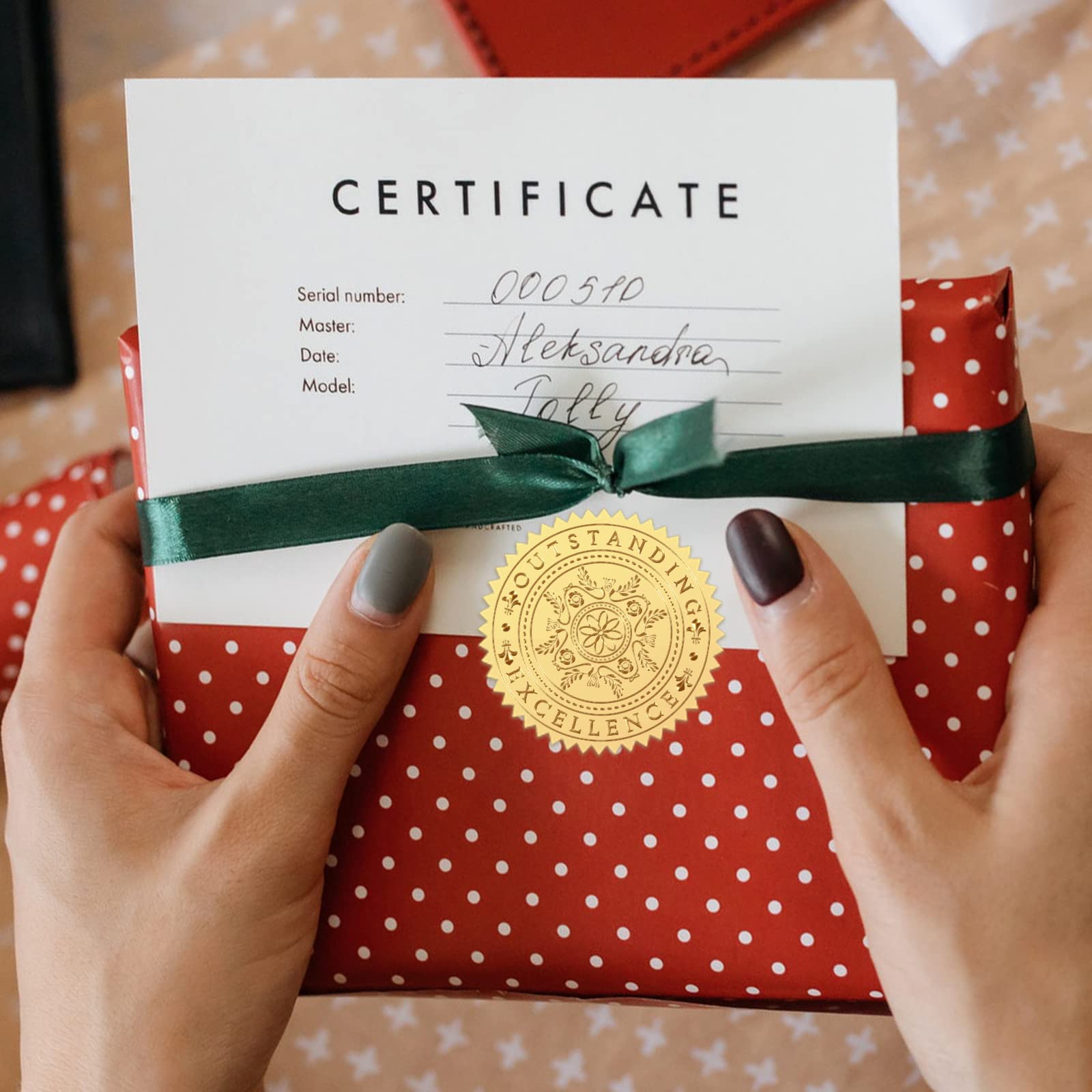 CRASPIRE 2 Inch Certificate Seals Gold Foil Outstranding Excellence 100pcs Self Adhesive Embossed Seals Gold Stickers Medal Decoration Labels for Envelopes Diplomas Certificates Awards Graduation