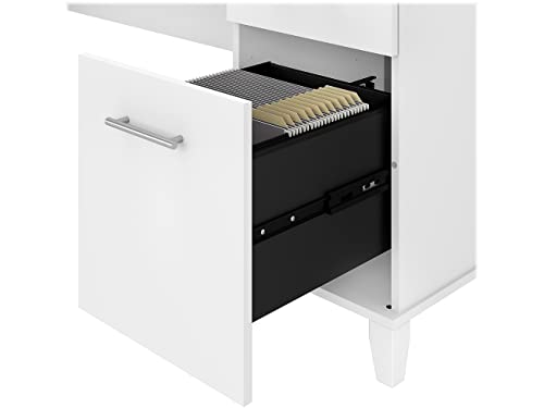 Bush Furniture Somerset 72W L Shaped Desk with Storage in White