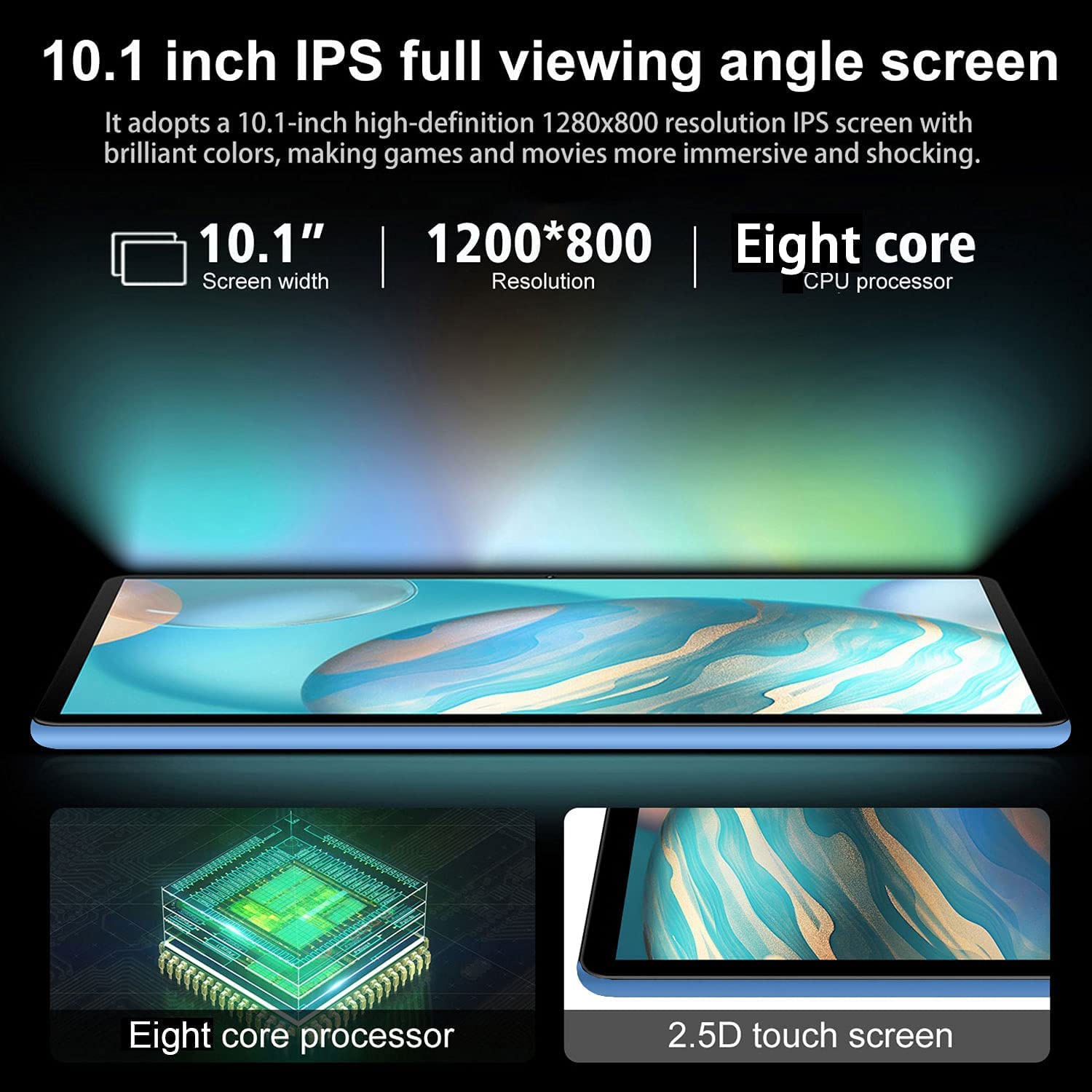 2023 Newest 128GB ROM + 6GB RAM Storage Tablet with Keyboard 10 Inch, Android 11 Tablet Newest Octa-core Processor, 2 in 1 Tablet with 1 Sim Slot+ 5G Dual WiFi network, 1920x1200 HD Display -Blue