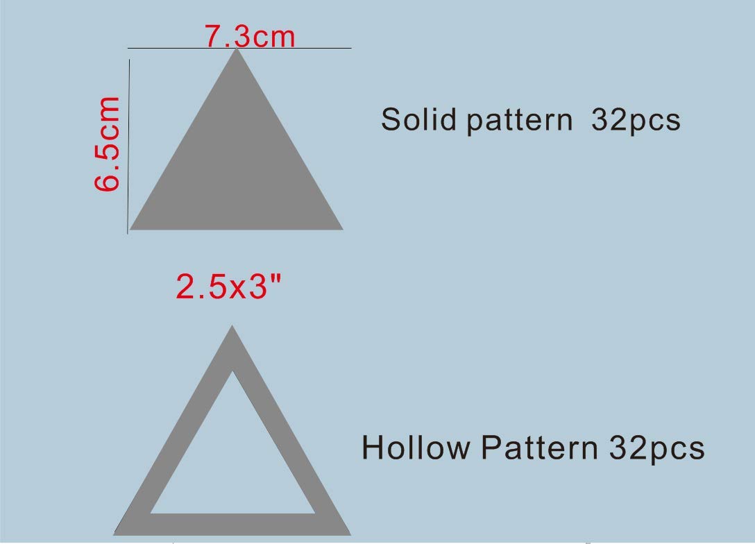 64pcs/ Set Triangles Wall Decor Sticker Solid Hollow Tribal Triangles Pattern Stickers Vinyl Kids Room Bedroom Wall Decal AM162 (Gray)