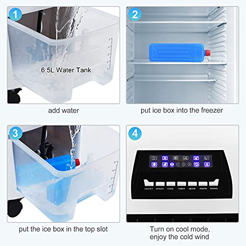 3-IN-1 Evaporative Air Cooler,26β Portable Air Conditoner Humidifier/Fan with 3 Wind Modes,3 Speeds,Remote Control,Wide Oscillating,Ultra-Quiet Compact Cooling Fan for Home Office Bedroom