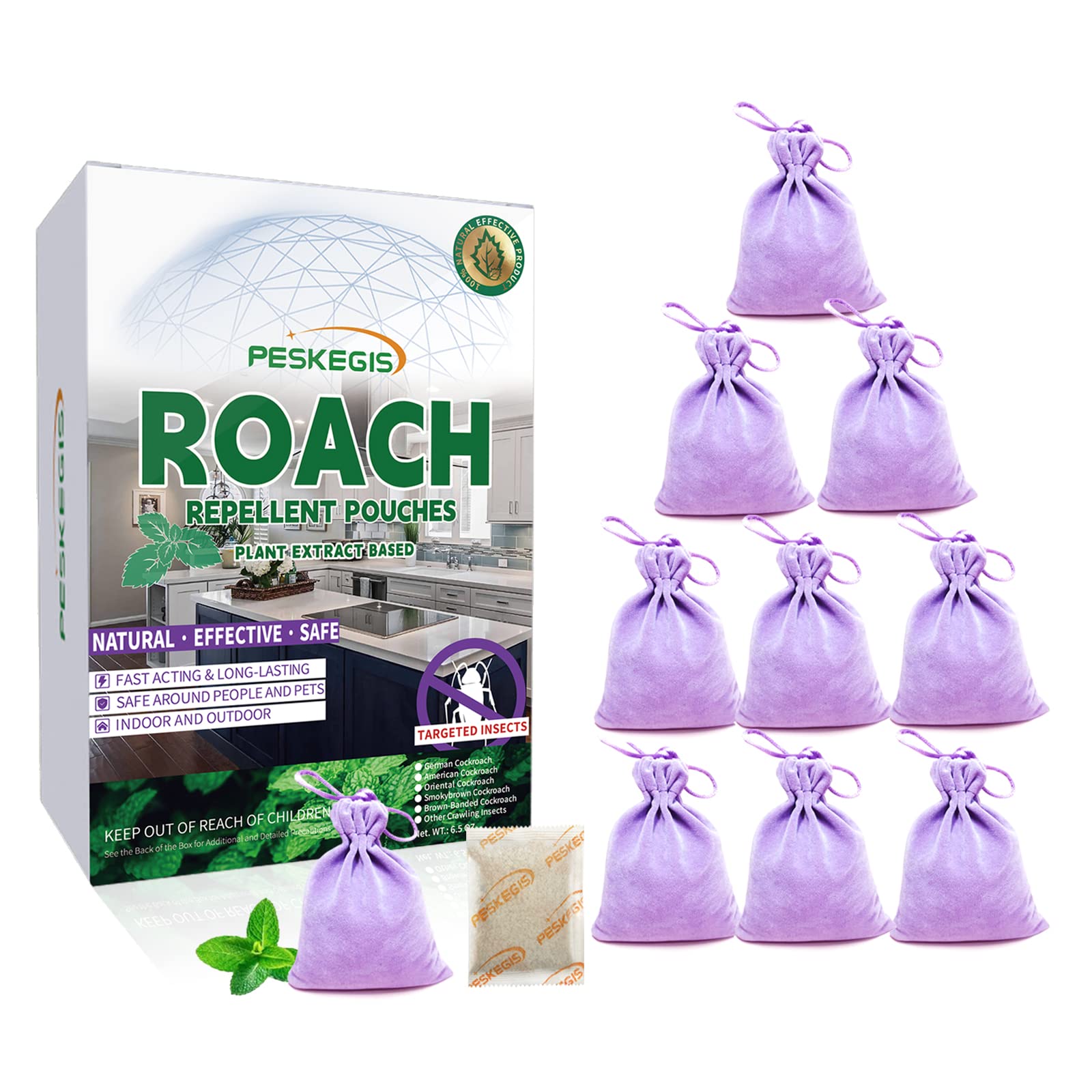 10 Pack Roach Repellent for Home, Natural Ingredients Roach Repellent Indoor Safe for Children and Pets, Environmentally Friendly Pest Control Pouches Provide Long-Lasting Protection